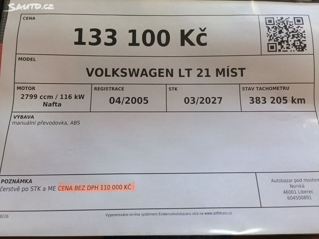 Volkswagen LT 21 MÍST | Sauto.cz
